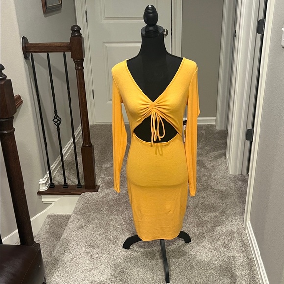 BCBG Paris | Dresses | Bcbg Paris Mustard Cutout Midi Dress | Poshmark